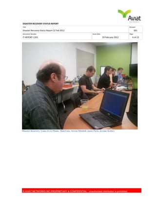 Disaster Recovery Status Report 22 Feb2012 | DOCX