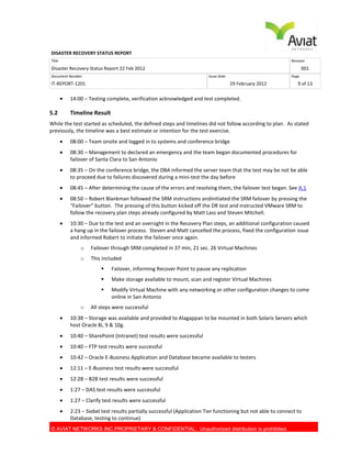 Disaster Recovery Status Report 22 Feb2012 | DOCX
