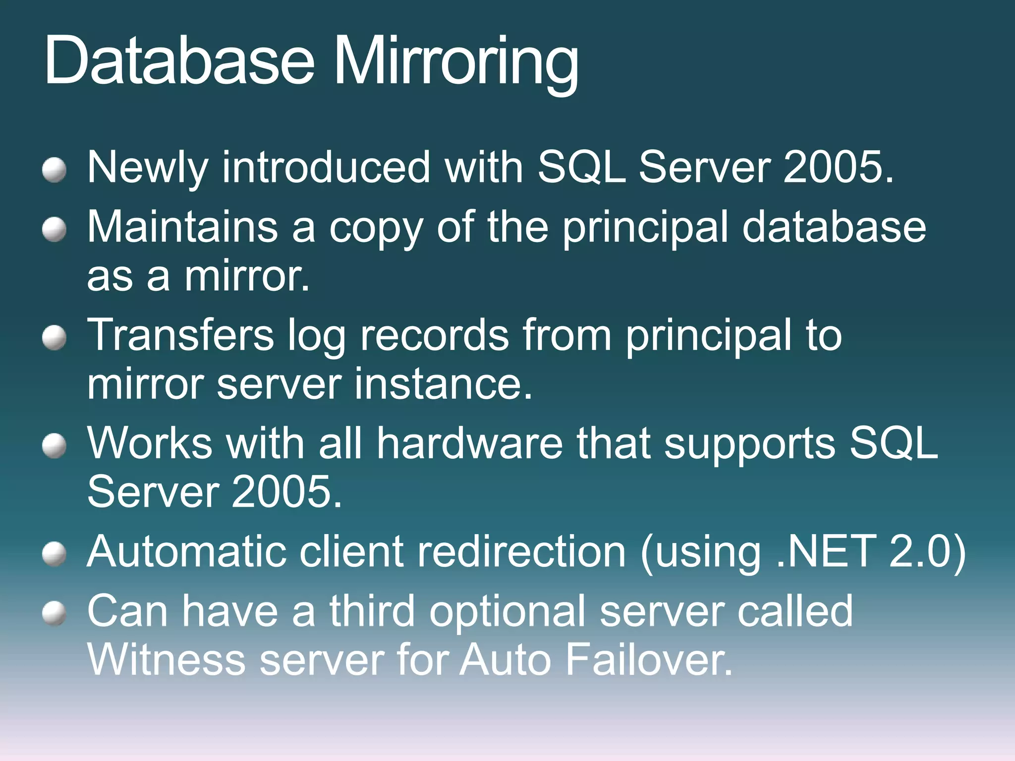 Disaster recovery with sql server | PPTX | Databases | Computer Software and Applications