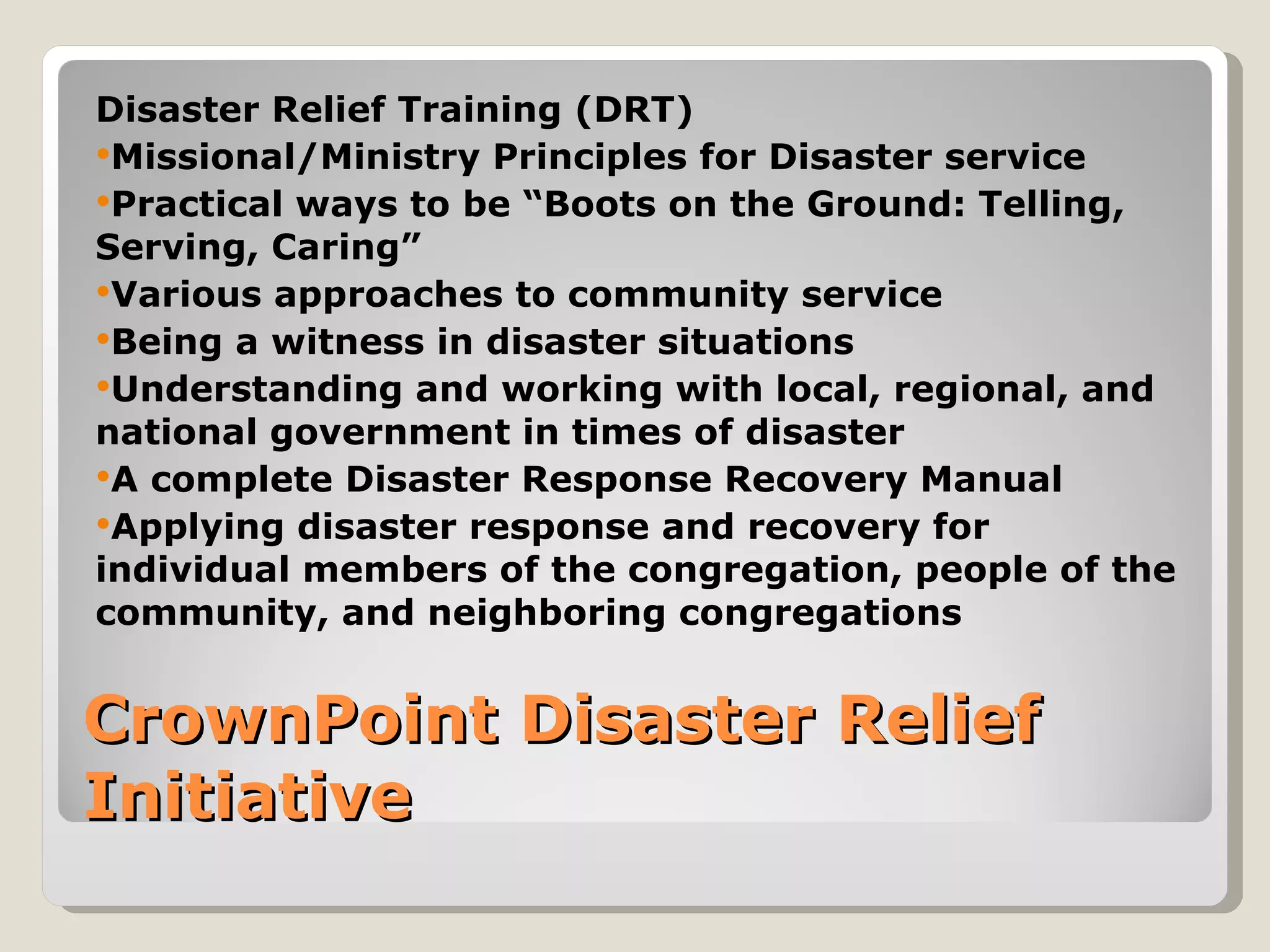 Disaster relief initiative | PPT