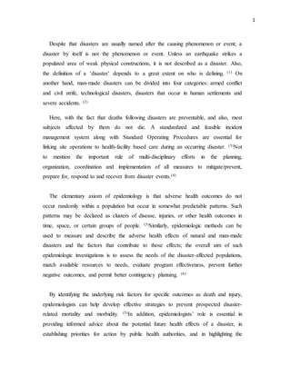 Disaster Epidemiology - breif overview | DOCX