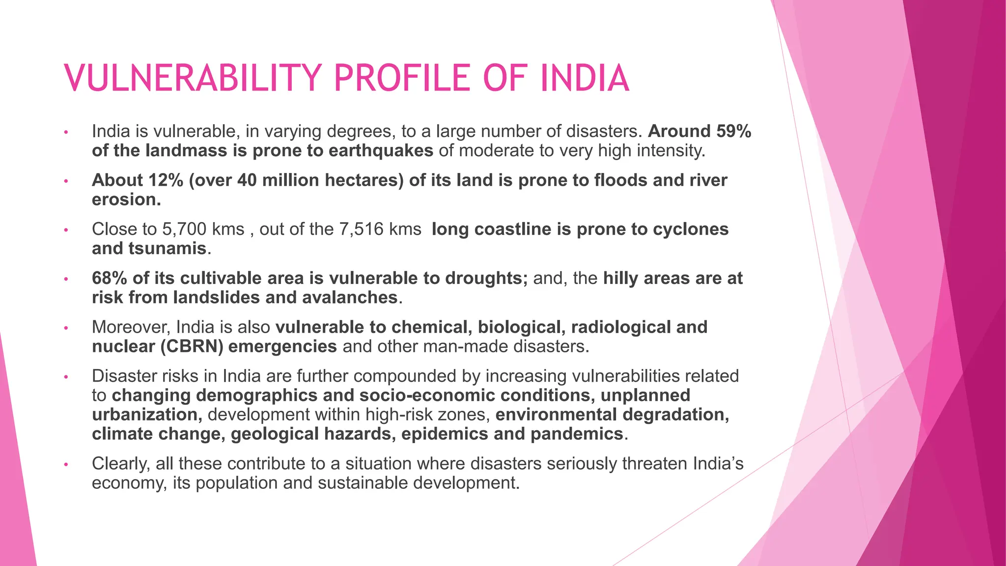 DISASTER RISK MANAGEMENT IN INDIA STUDYS | PPTX
