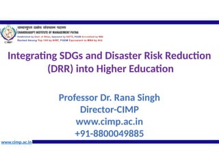 Disaster Risk Reduction -Integration with SDGs | PPT