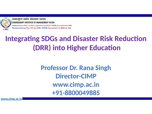 Disaster Risk Reduction -Integration with SDGs | PPT