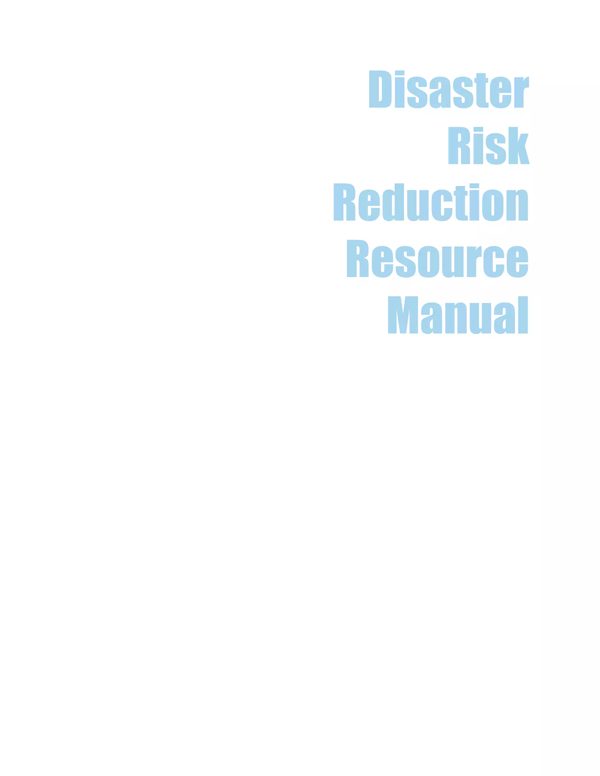 Disaster risk reduction resource manual | PDF