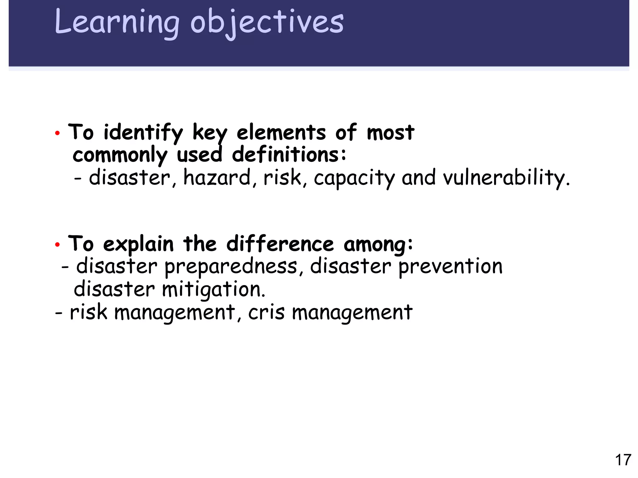 Disaster Risk Reduction Terminology | PDF