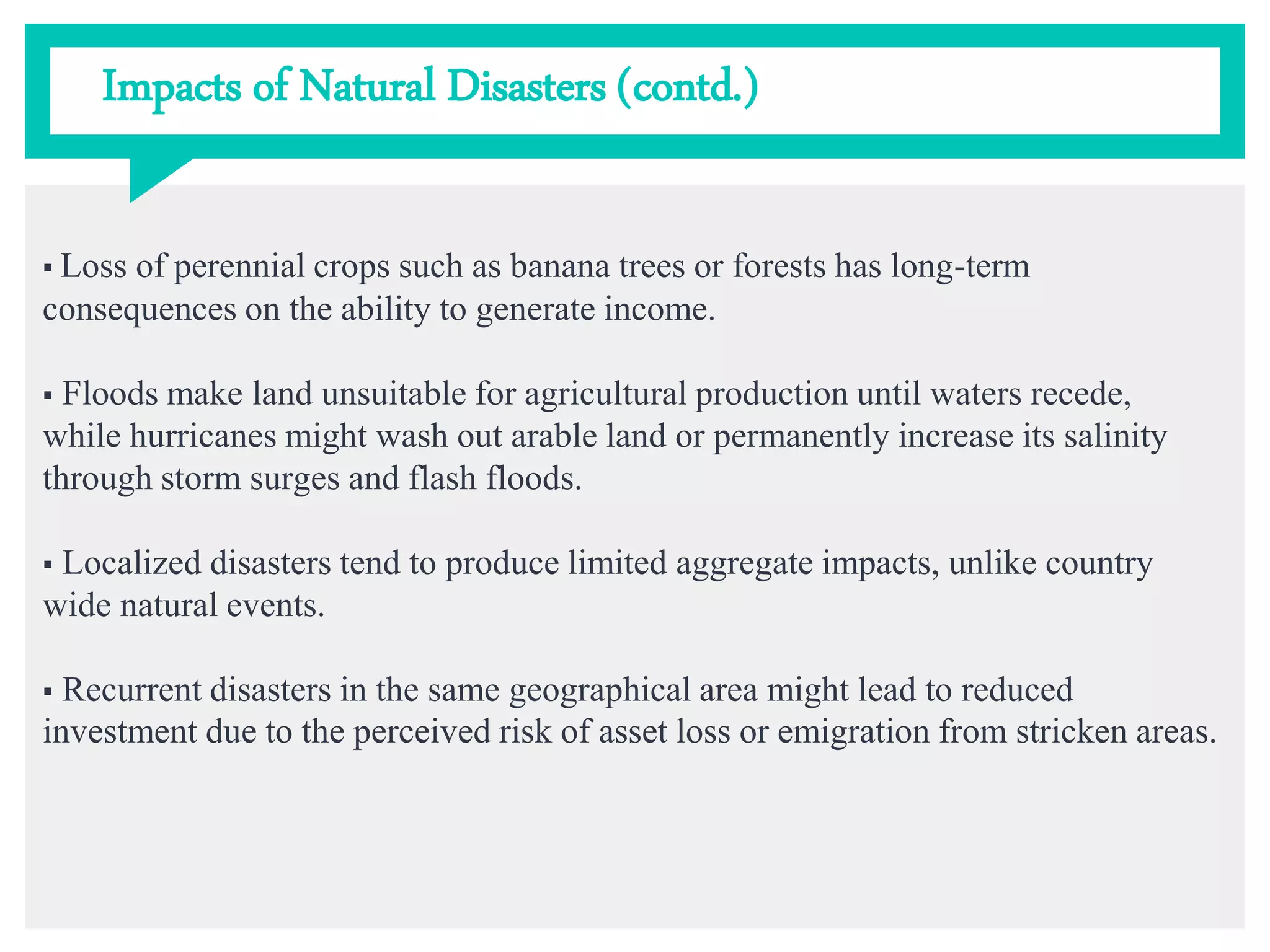 Disasters impact on agriculture | PPTX