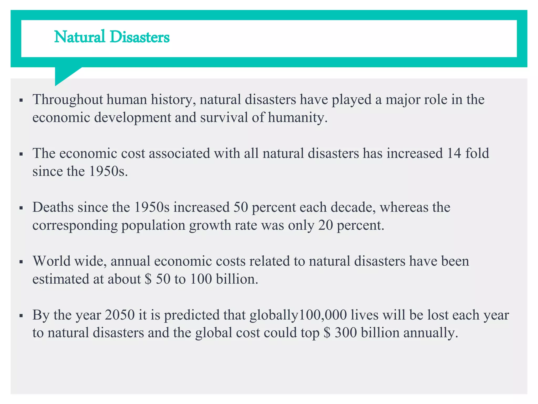 Disasters impact on agriculture | PPTX