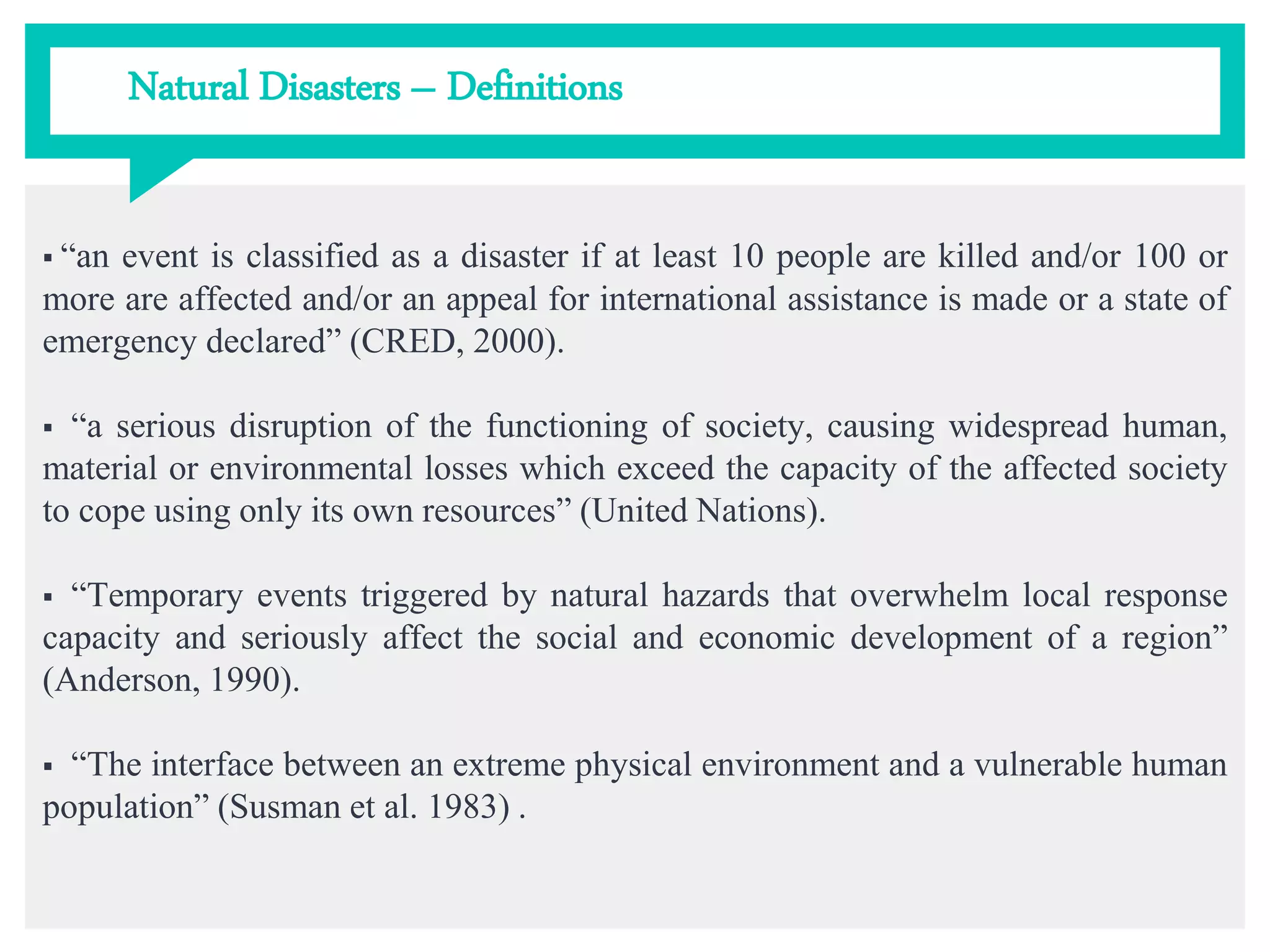 Disasters impact on agriculture | PPTX