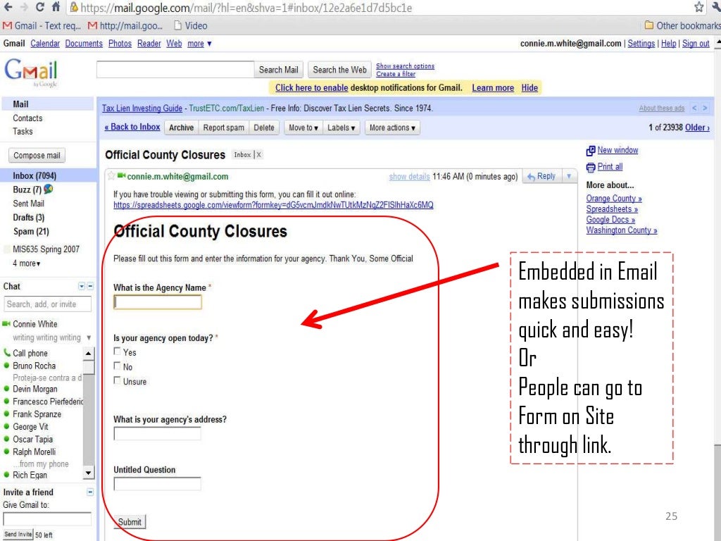 25 Embedded in Email makes