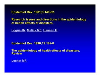 Disasters and Complex Humanitarian Emergencies: Challenges for Public ...