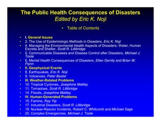 Disasters and Complex Humanitarian Emergencies: Challenges for Public ...