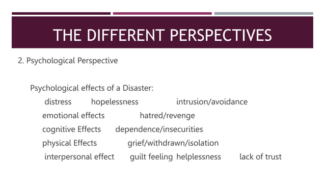 Disasters from Different Perspectives.pptx | Infectious Diseases ...