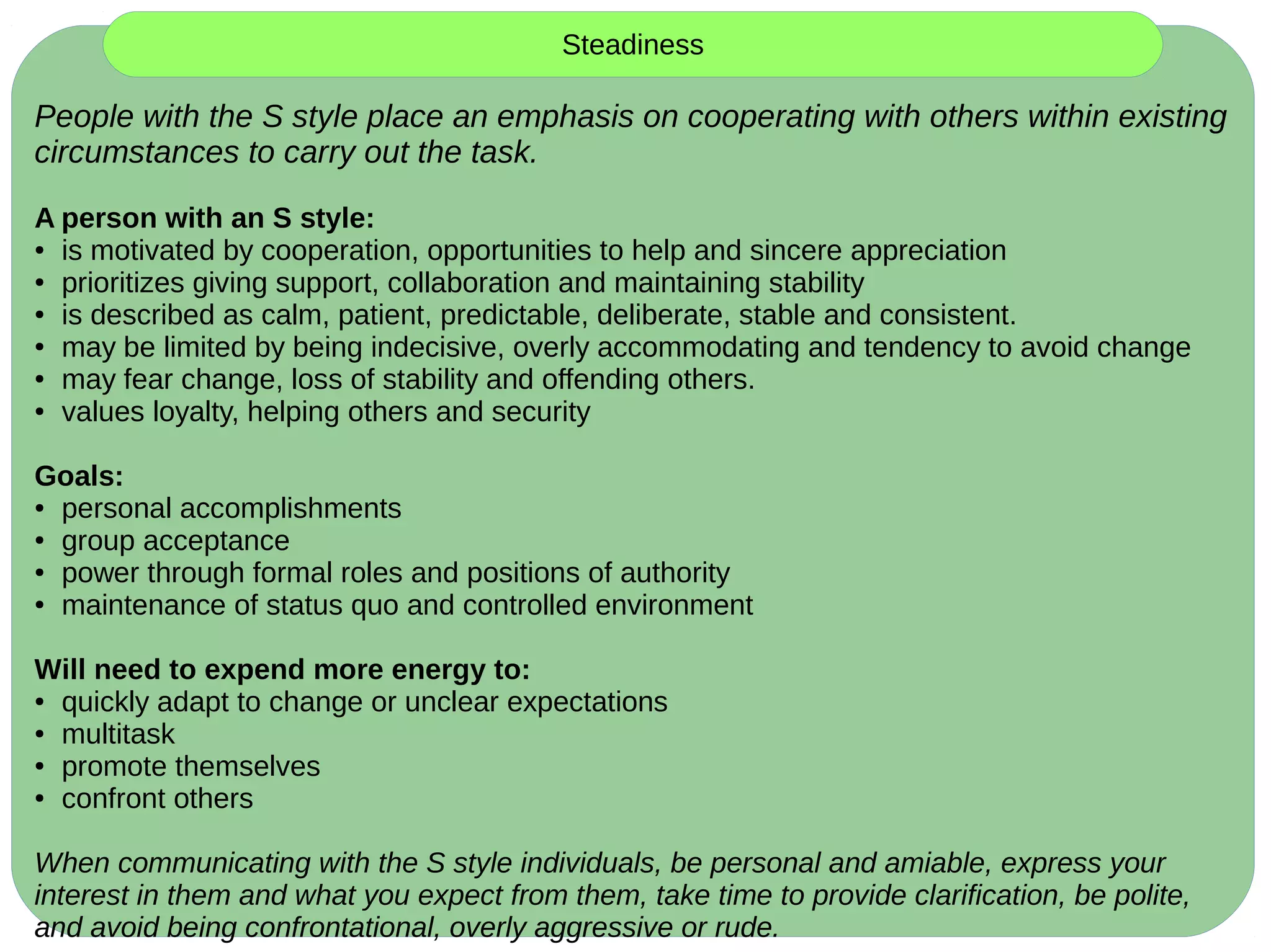 DiSC (Dominance, Influence, Steadiness, Conscientiousness) | ODP