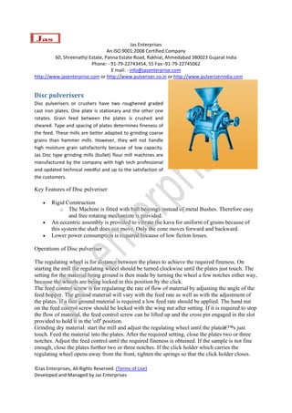 Disc pulveriser | PDF