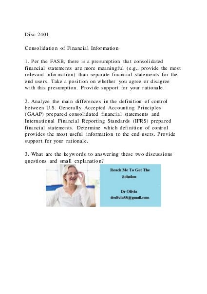 Disc 2401Consolidation of Financial Information1. Per the FA | PDF