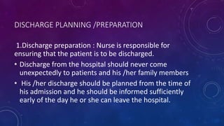 Discharge from hospital in nursing | PPTX