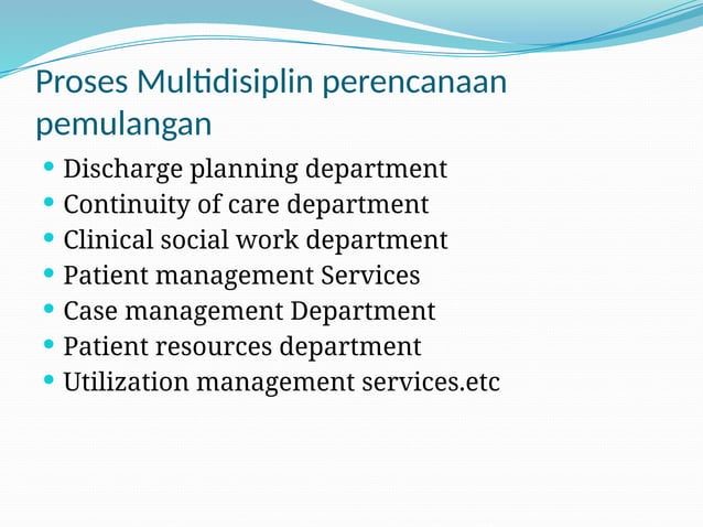 CONCEPT DISCHARGE PLANNING FOR NURSING IN HOSPITAL | PPT