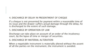 Discharge and dishonor of negotiable instruments (INDIA) | PPTX