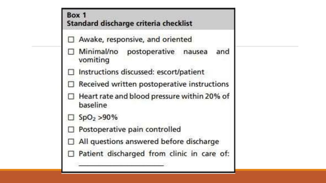 Discharge criteria of patient What oral surgeon should know | PPT