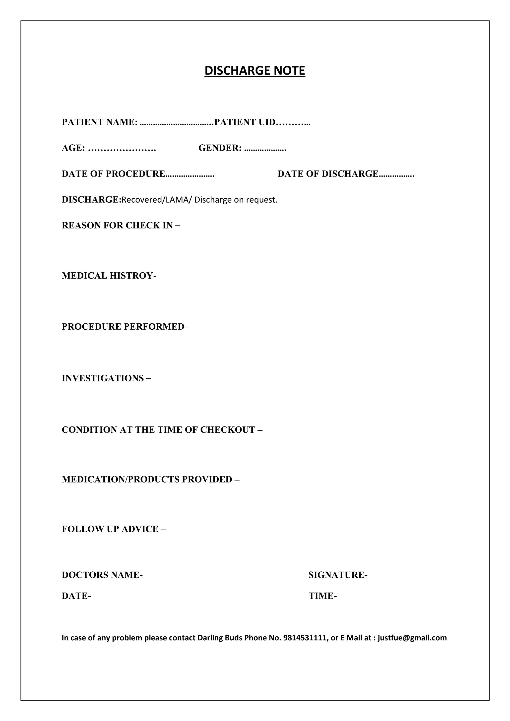 Discharge note | DOCX