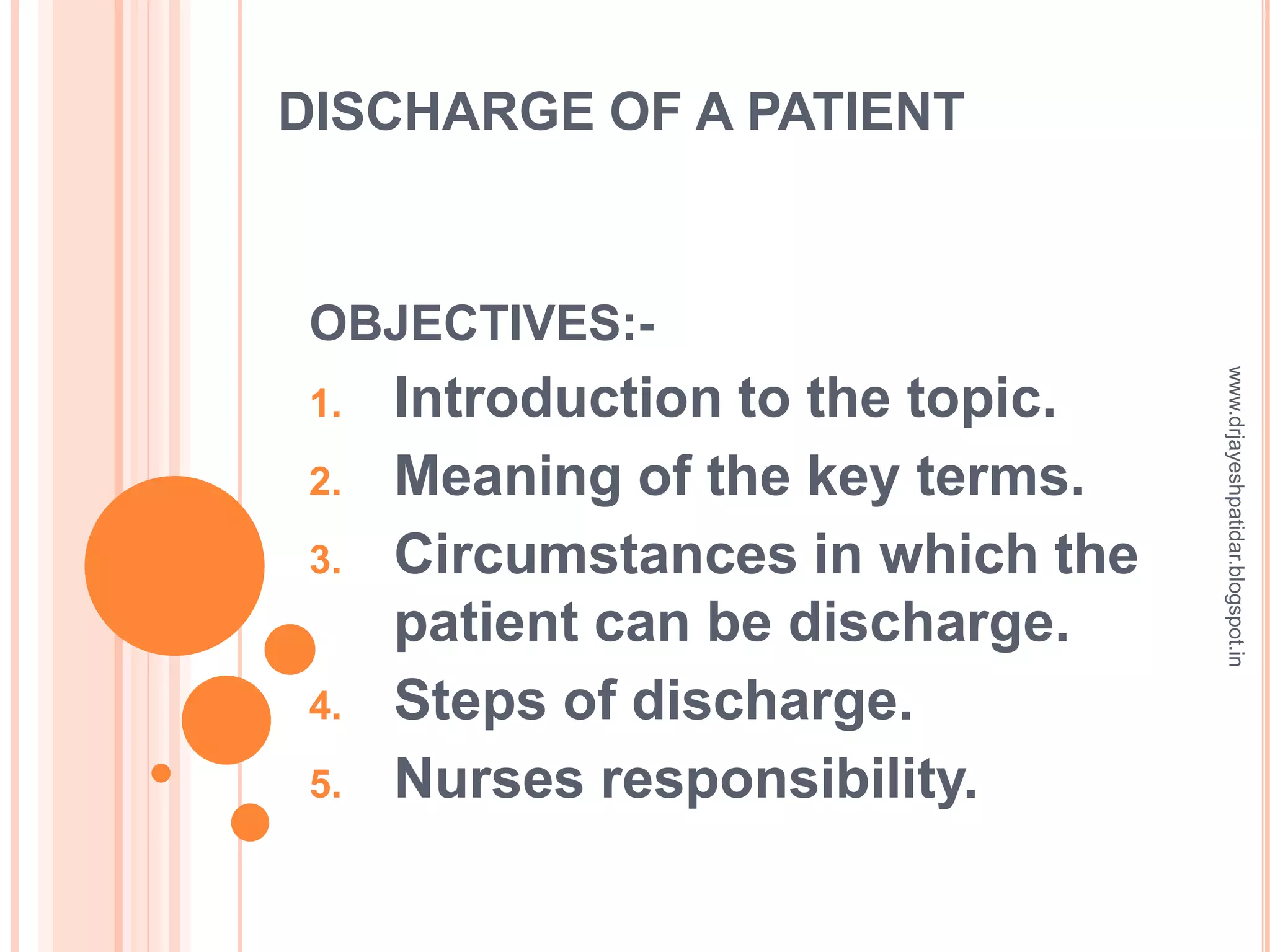 Discharge of a patient | PPSX