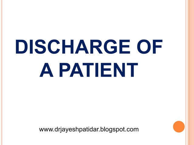 Discharge of a patient | PPSX | Medical Health