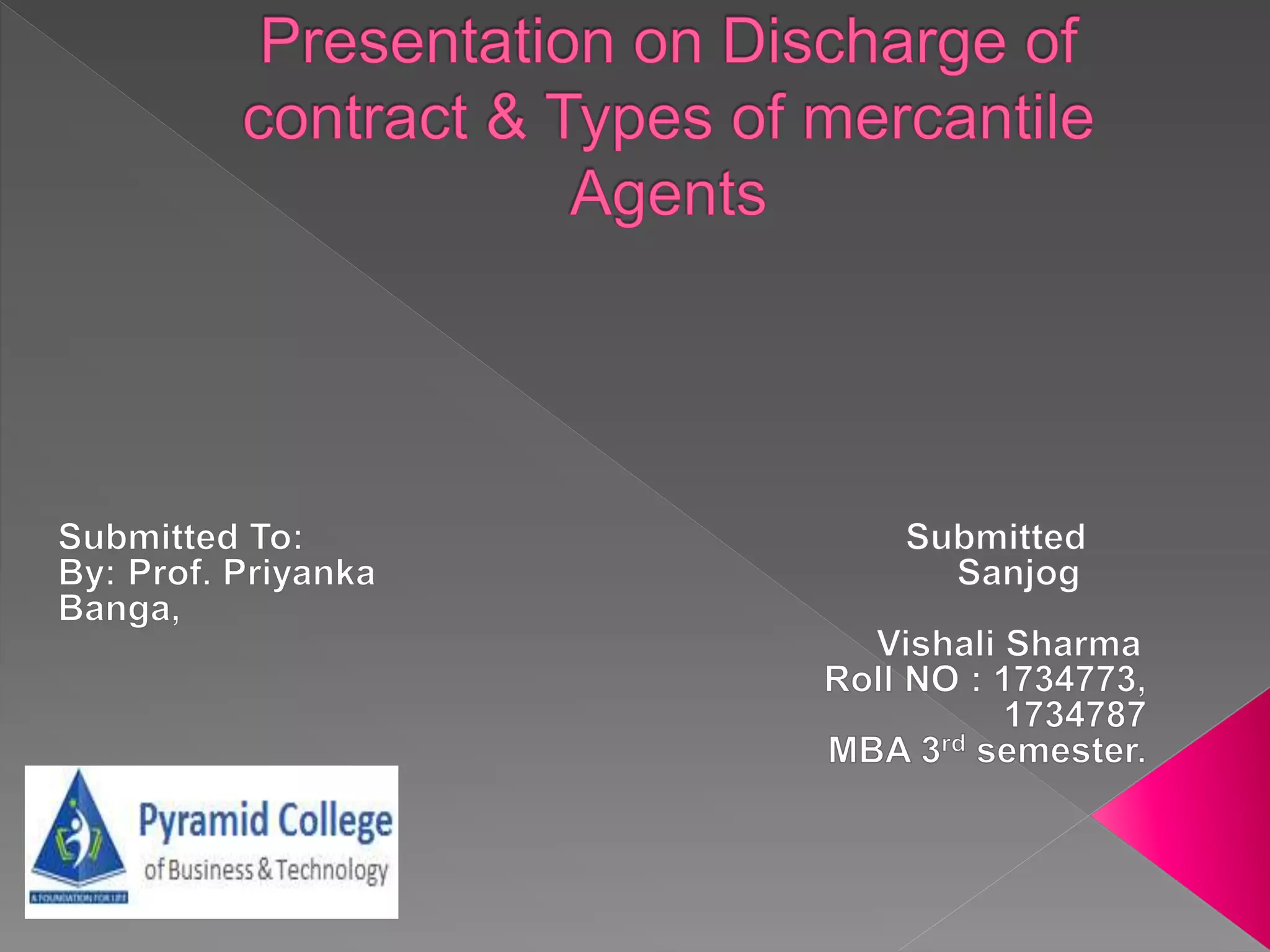 Discharge of contract 1 | PPTX