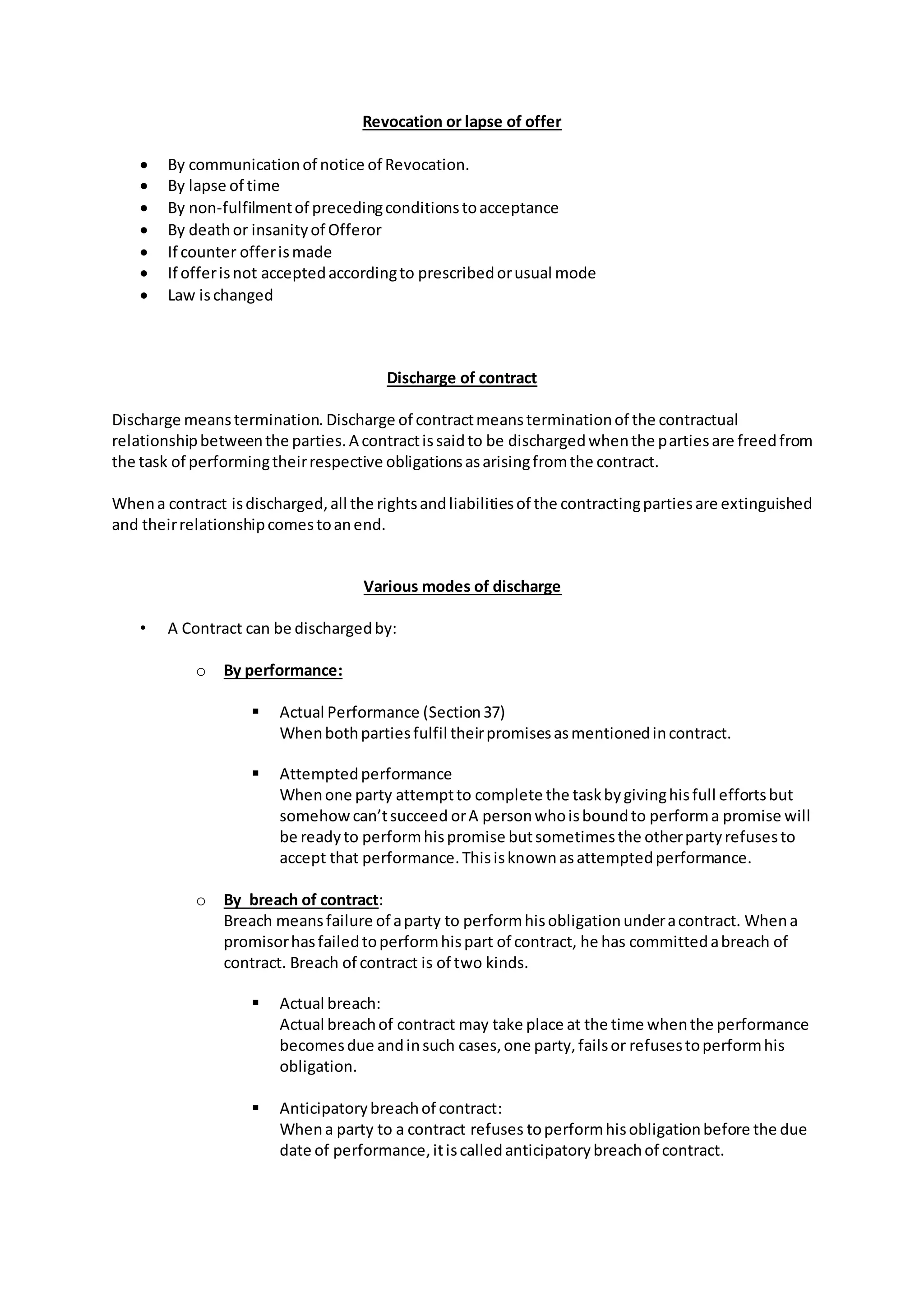 Discharge of contract | DOCX