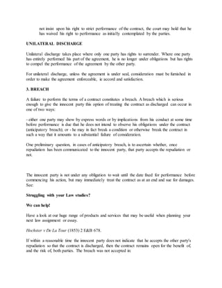 Discharge of contract lecture notes | DOCX