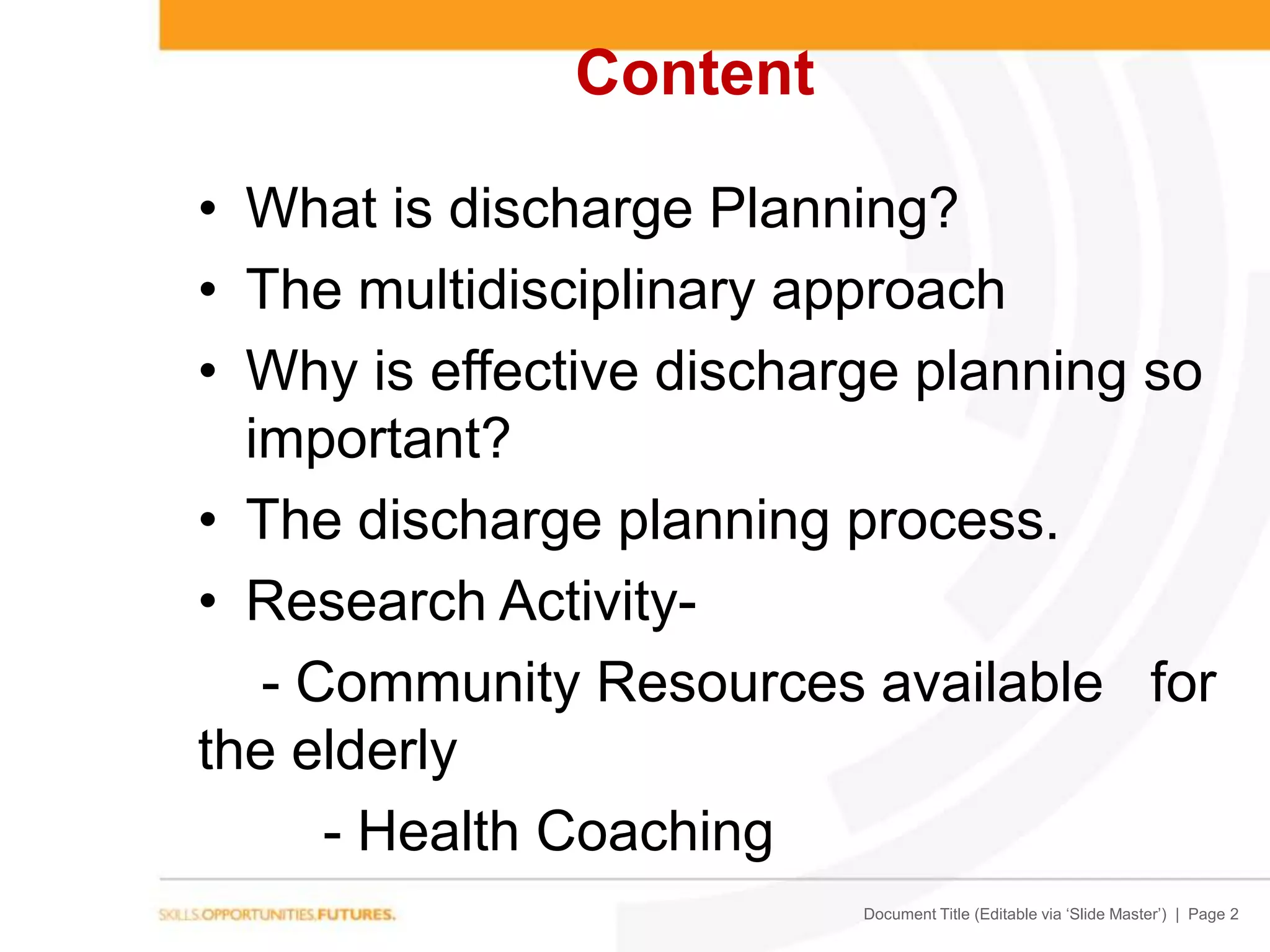 Discharge planning 2014 | PPTX