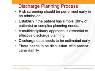 Discharge planning 2014 | PPTX