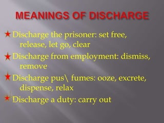 Discharge ppt | PPTX | First Aid | Injuries