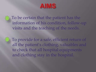 Discharge ppt | PPTX | First Aid | Injuries