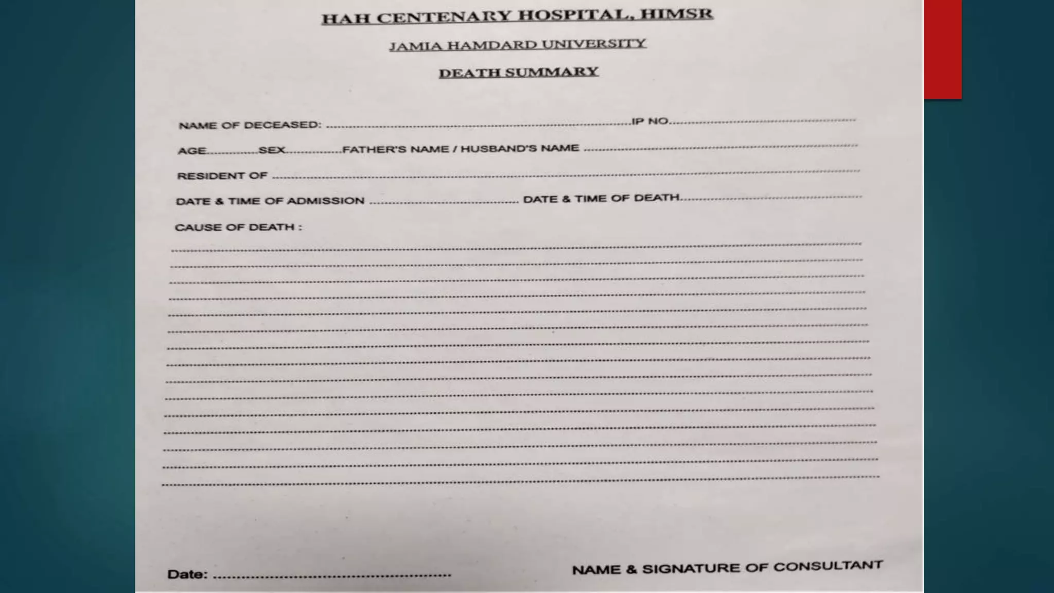 Discharge , referral and death summary | PPTX