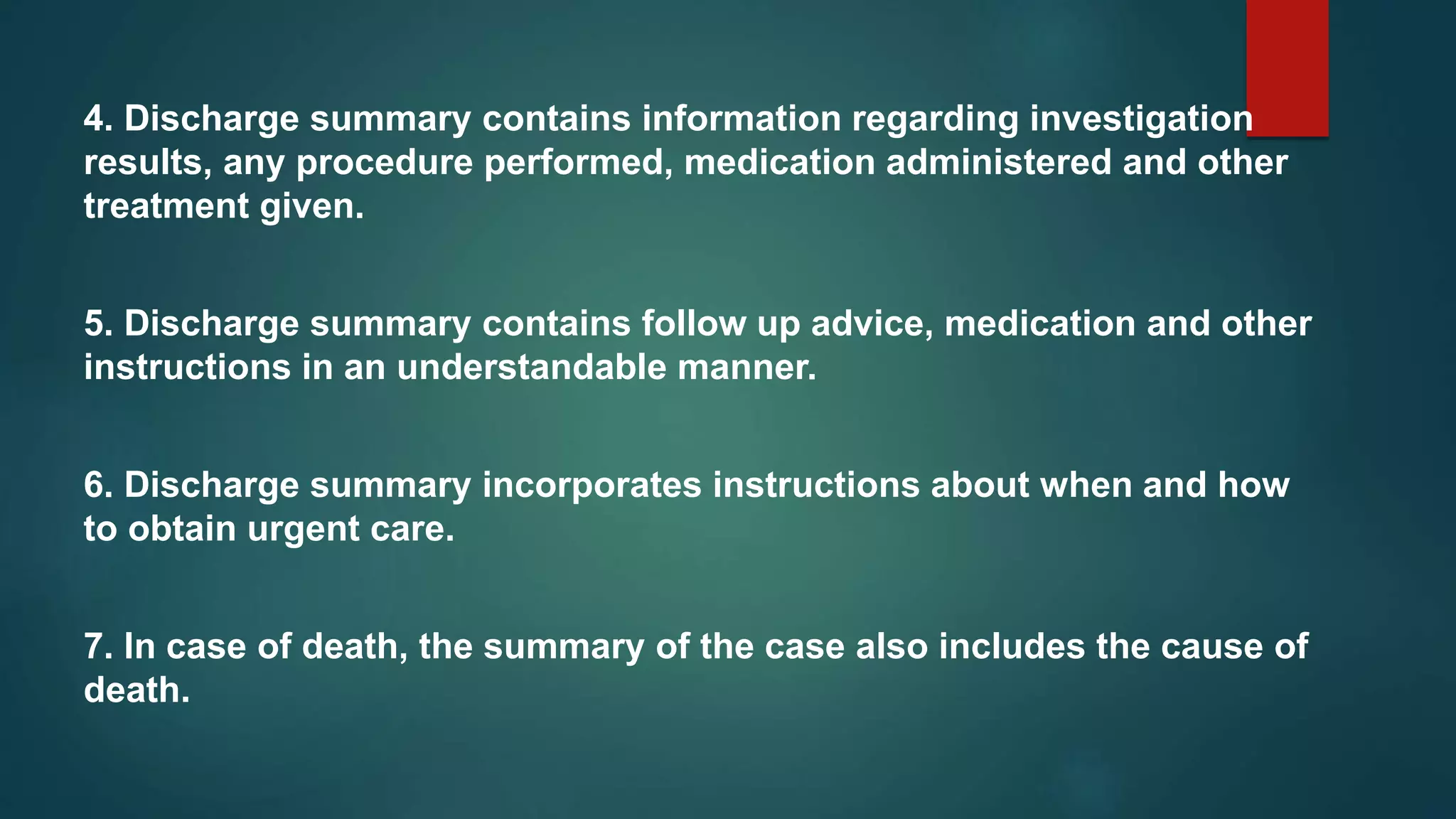 Discharge , referral and death summary | PPTX