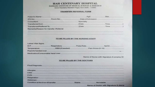 Discharge , referral and death summary | PPTX | First Aid | Injuries