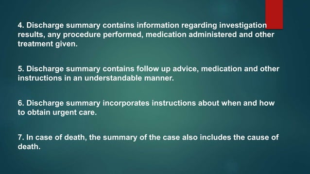 Discharge , referral and death summary | PPTX | First Aid | Injuries