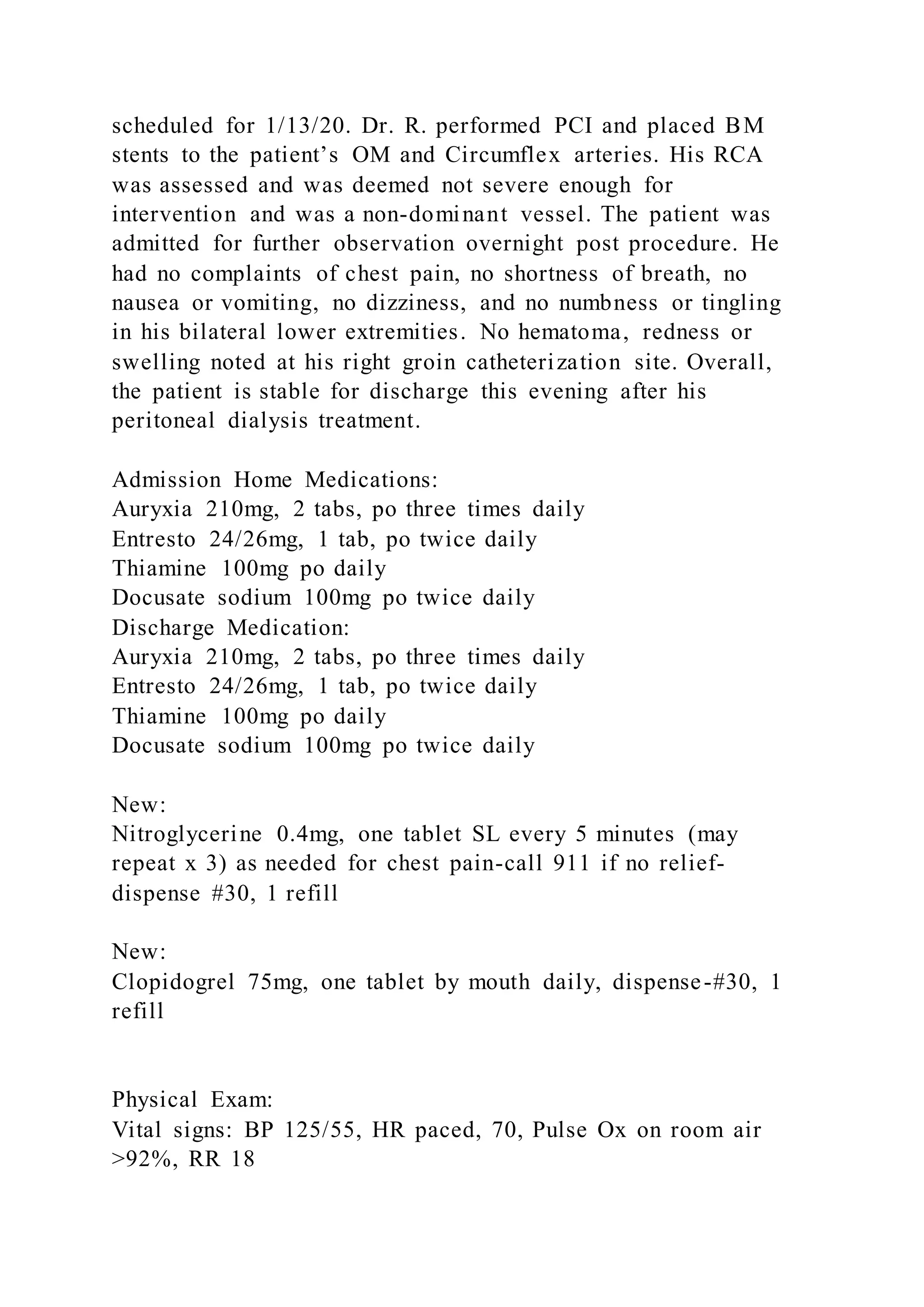 DISCHARGE SUMMARY PCI IN THE ELDERLY PATIENT1DISCHARGE SUMMA | DOCX