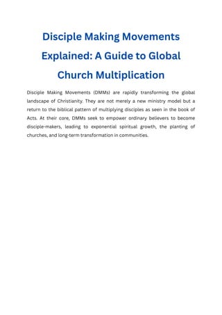 Disciple Making Movements Explained: A Guide to Global Church ...
