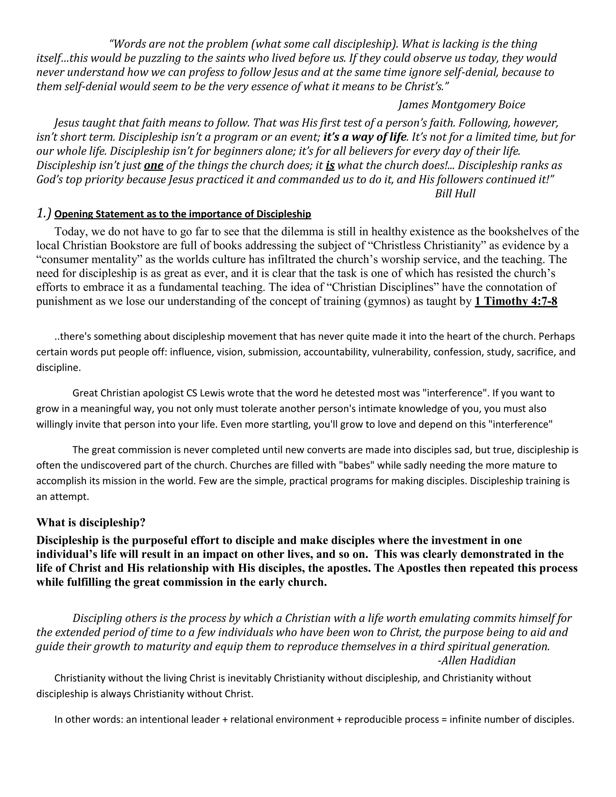 Discipleship curriculum my collection | DOCX