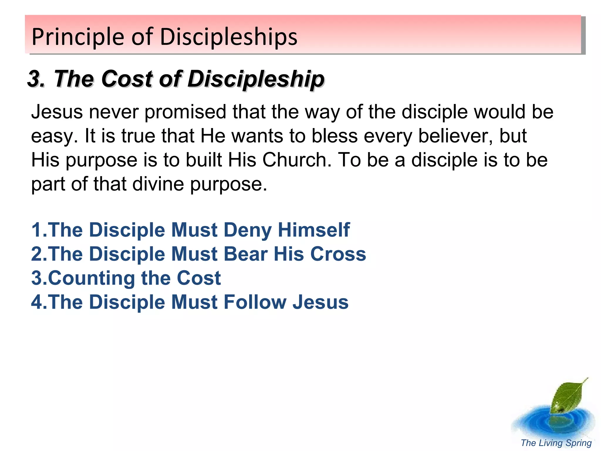 Ecclesiology Part 4 - Discipleship 2 -The Cost of discipleship | PPT