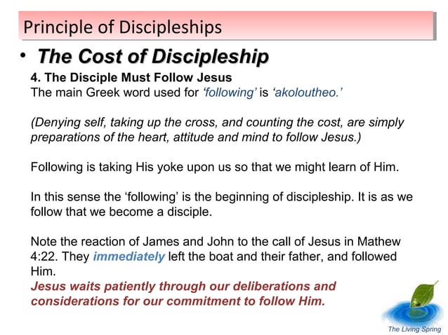 Ecclesiology Part 4 - Discipleship 2 -The Cost of discipleship | PPT