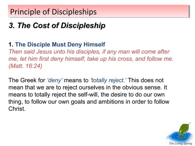 Ecclesiology Part 4 - Discipleship 2 -The Cost of discipleship | PPT
