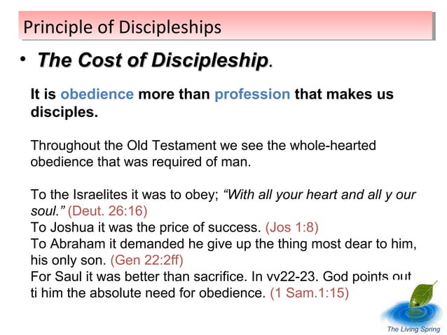 Ecclesiology Part 4 - Discipleship 2 -The Cost of discipleship | PPT