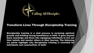 Transform Lives Through Discipleship Training | PDF