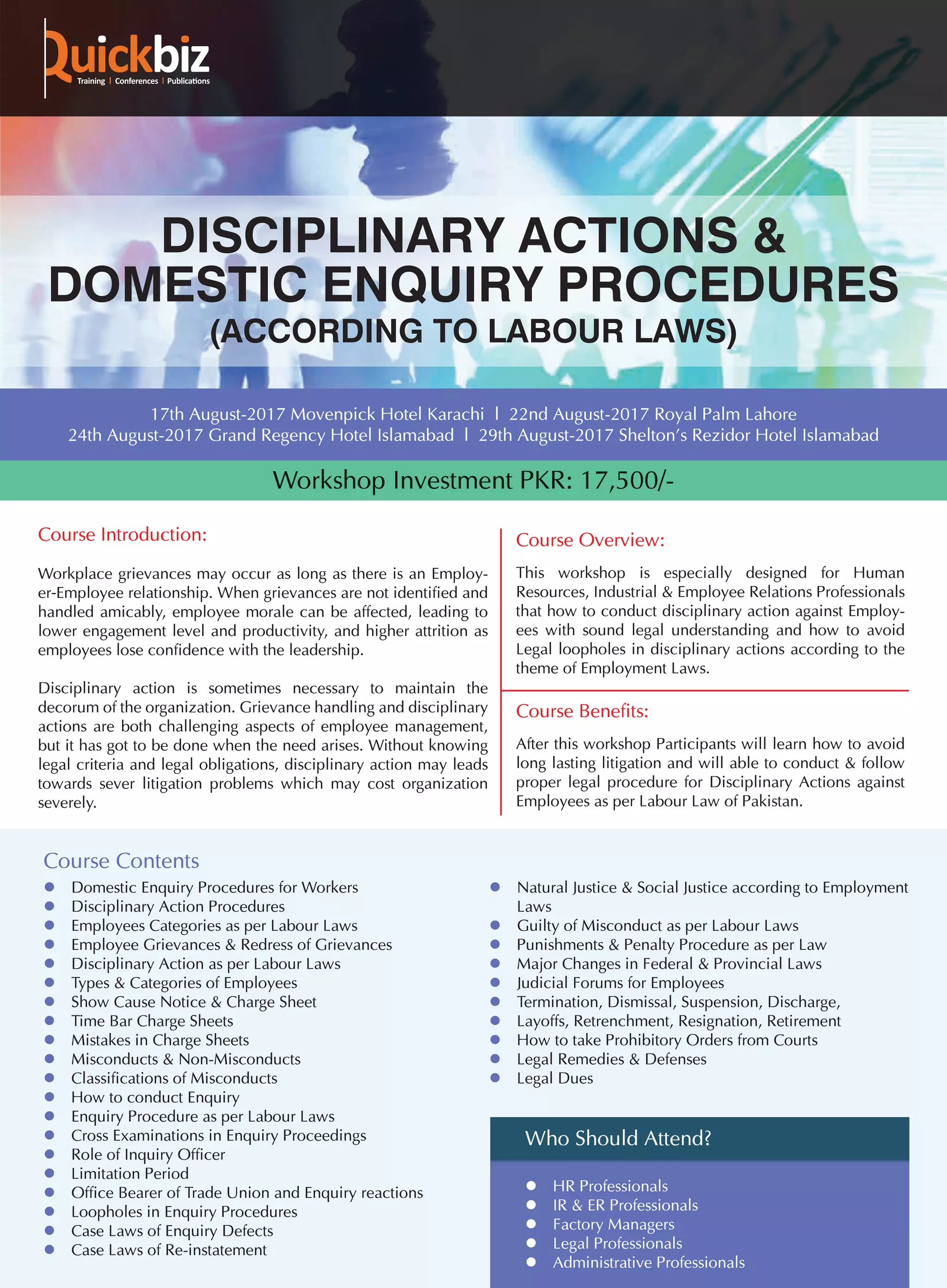 "Disciplinary Actions and Enquiry Procedures (according to Labour Laws ...