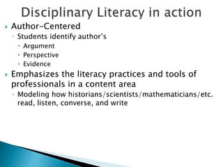 What does literacy mean in my discipline: Making meaning makers | PPTX