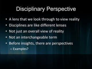 Disciplinary Perspective | PPT