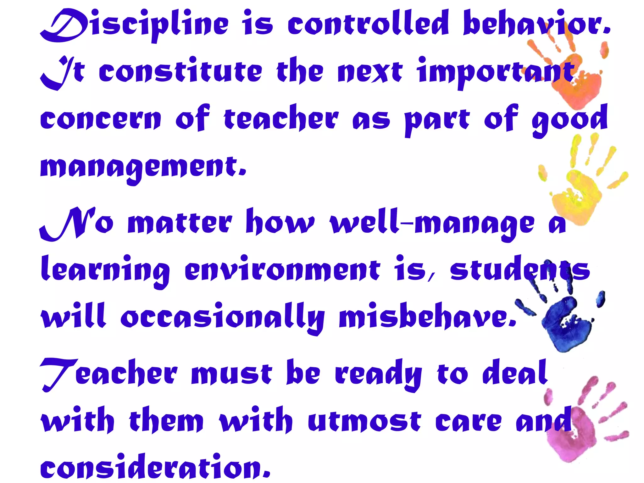 Discipline in Classroom Management | PPTX